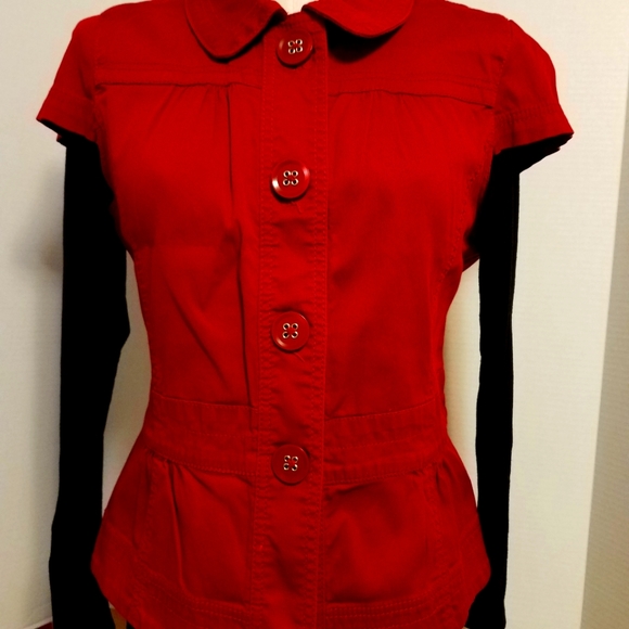 LOFT | Jackets & Coats | New Loft Cherry Red Denim Vest Blazer | Poshmark